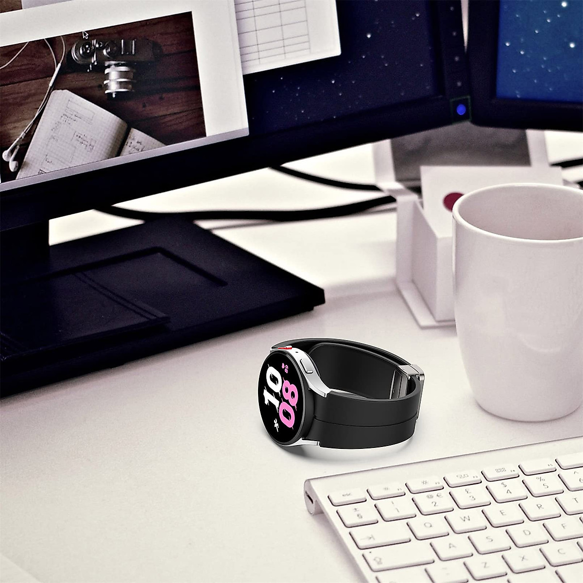 Magnetic Silicone Band for Samsung Galaxy Watch 7/6/5/4/fe Band 40mm 44mm/Watch 6 Classic 47mm 43mm/4 Classic 46mm 42mm Women/Men,for Samsung Watch 5 Pro Band 45mm,No Gap Strap Replacement Wristband