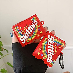 JoySolar for Airpod 1&2 Case, Cute Cartoon 3D Soft Silicone Air Pods Funny Cover, Kawaii Fun Cool Keychain Design Shell, Food Fashion Stylish Girls Kids Teens Women Cases for Airpods (Rainbow Candy)