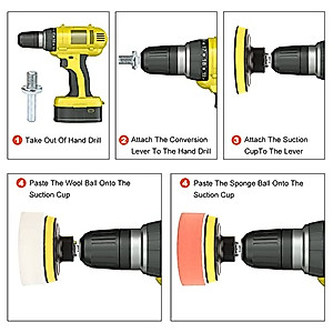 YCHOW-TECH Car Foam Drill 3-Inch Buffing Pad, 24PCS Car Buffers and Polishers Kit,Buffing Pads for Drill, Car Wax Buffer for Drill Car Buffer Polisher Kit for Car Polishing, Waxing, Sealing Glaze