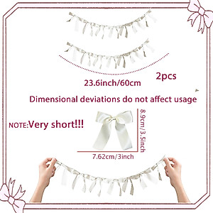 JeVenis 1Pcs Short White Bow Garland Bow Ribbon Banner Coquette Bachelorette Party Coquette Birthday Party Bow Party Decorations