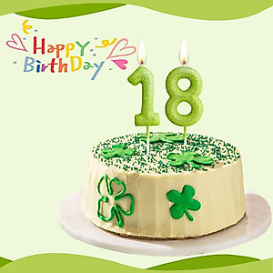 Cxryrzhe 9th Glitter Birthday Candles Green Number 9 Candle Birthday Cake Topper Decorations for Girls Kids Adults Birthday Party Wedding Anniversary Celebration Decor Supplies