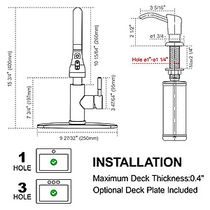 Matte Black Pull Down Kitchen Faucet with Soap Dispenser - High Arc 3-Function Kitchen Sink Faucet with Pull Down Sprayer, Stainless Steel Pull Out Kitchen Faucet Single Hole Single Handle