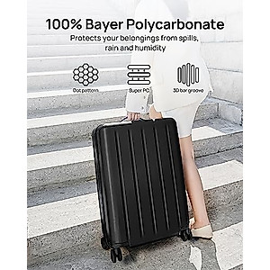 NINETYGO Carry on Luggage, Airline Approved, 22-Inch Hard-Shell Suitcases with Spinner Wheels for Travel, Kids Luggage for Boys, 22 X 14 X 9 Inches (Midnight Black)