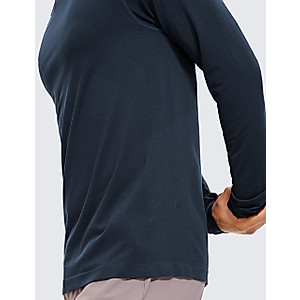 CRZ YOGA Mens Seamless Long Sleeve Tee Shirts Moisture Wicking Workout Athletic Running Shirts Breathable Gym Tops True Navy Heather Large