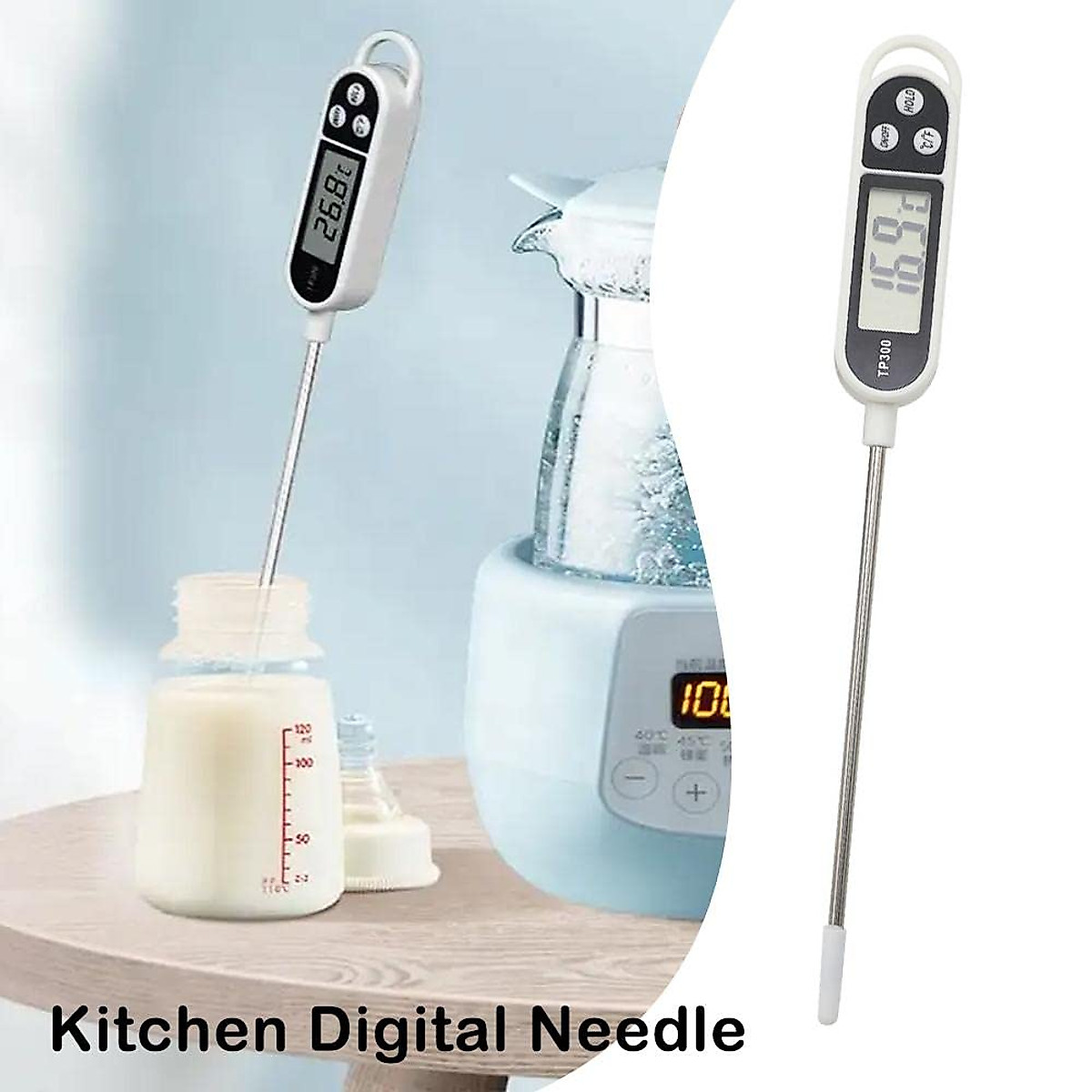 Digital Meat Thermometer for Cooking,Digital Instant Read Food Thermometer with Long Probe for Grilling Smoker BBQ Kitchen Cooking Candy Thermometer
