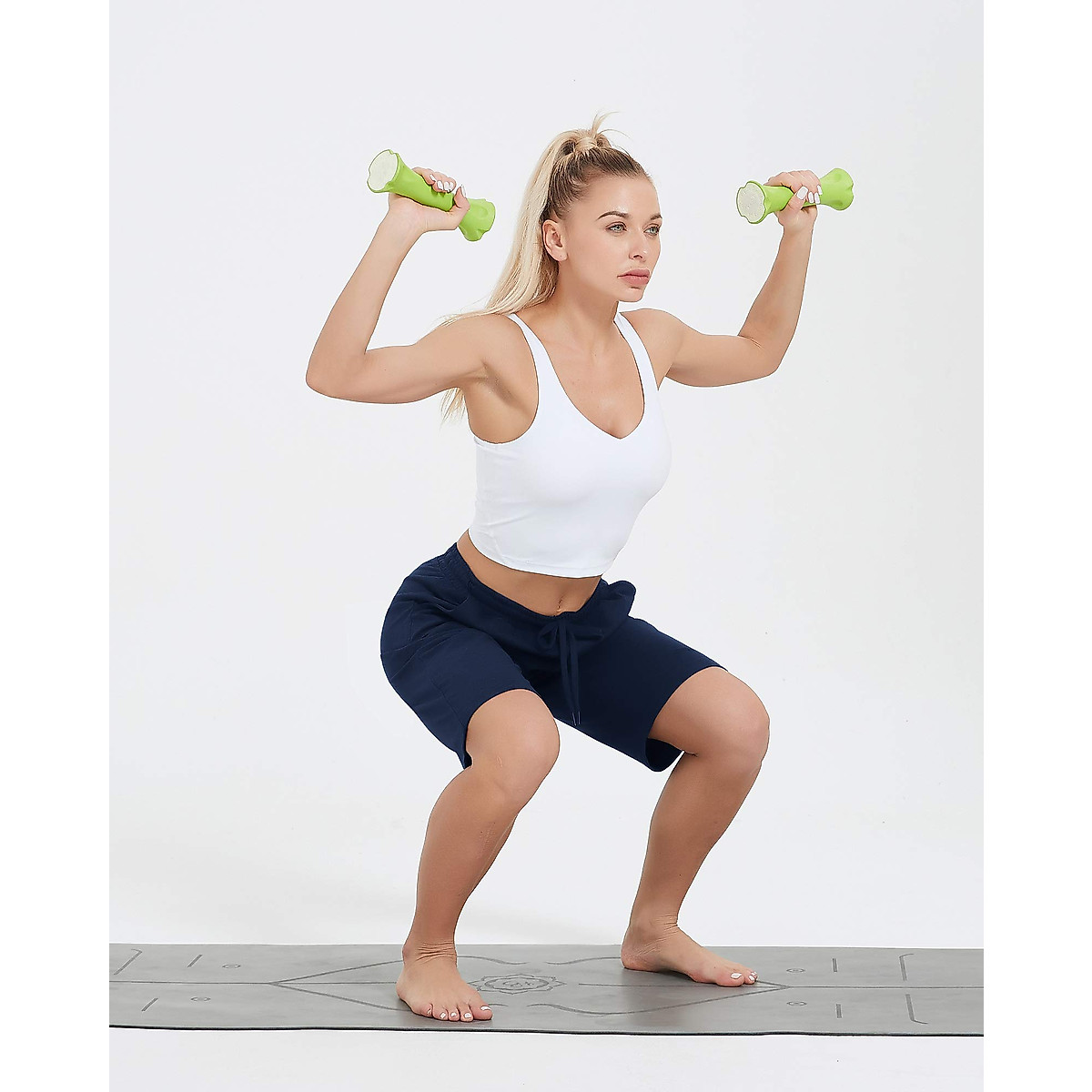 Stelle Womens Bermuda Knee Length Exercise Running Lounge Sweat Shorts with Deep Pockets (Medium, 10" Navy)