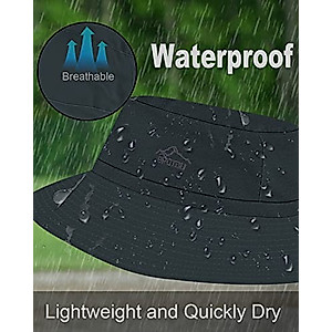 BROTOU Sun Hats for Women/Men, UPF 50+ Wide Brim Bucket Hat, Waterproof and Foldable Boonie Hat with UV Protection for Hiking Fishing Garden Safari Beach (Grey)