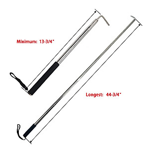scottchen PRO RV Awning Rod Opener Easy Reach Telescopic Puller 13-3/4" to 44-3/4" Stainless Steel Silver & Black - 1pack Upgrade