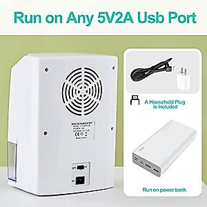 COYCYQI Portable Mini Dehumidifier for Home, RV, Bathroom, Bedroom, Closet, Car, Room, Ultra-Quiet USB Small Dehumidifier with 17oz Capacity, 2200 Cubic Feet (215 sq ft)