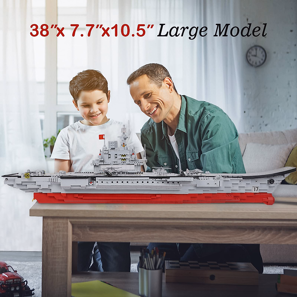 2234 Pieces Aircraft Carrier Building Blocks with Storage Box, 38x 7.7x10.5 Inch Stress Release Large Construction Military Warship Battleship Blocks Toys for Adults and Kids 14 Years and Up