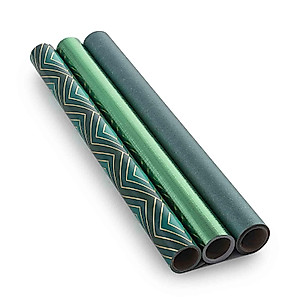 AimtoHome Wrapping Paper Roll - Paper Gift Wrap - 17 Inch X 120 Inch Per Roll - 3 Different Green Design (42.3 sq.ft.ttl)