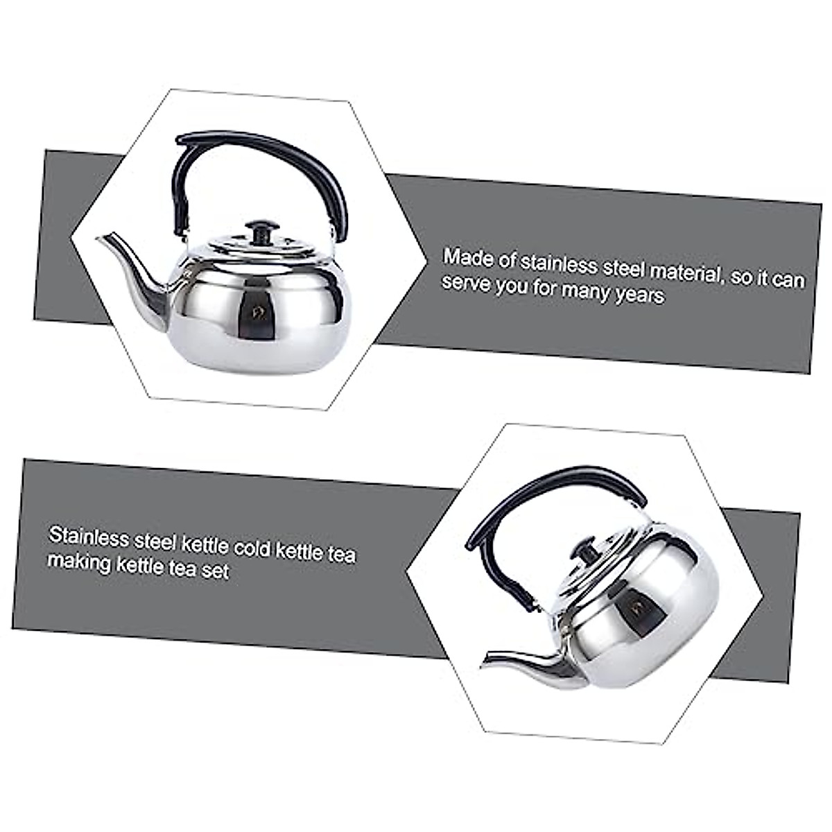 FUNOMOCYA Stainless Steel Teapot Espresso Maker Household Water Kettle Convenient Camping Water Boiler Japanese Tea Kettle Insulated Teapot Stove Kettle Stainless Silver