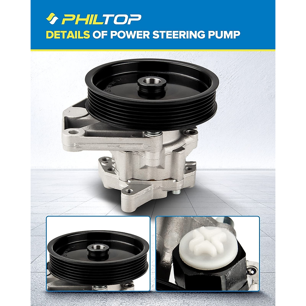 PHILTOP Power Steering Pump 21-120 for E350 2007-2009, GL450 2007-2012, ML350 2006-2009, S550 2007-2009, ML350 4Matic/Base 2010-2011, R350 2006-2009, CLS550 2007-2011, GL550 2008-2012, ML550 2008-2011
