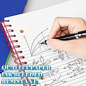 MOWEE Spiral Notebook - 5 Subject Notebook, College Ruled Notebook 3-Hole Punched With Dividers, Storage Pockets, 11" Ruler, 200 Pages, for Writing Journal, Home &Office, School Supplies, 8.1''x11.7''（Black）