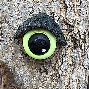 ALLADINBOX Tree Face Birdfeeder - Old Man with Glowing Eyes in Dark Outdoor Tree Hugger Sculpture - Whimsical Garden Decoration and Wild Birdfeeder Yard Art
