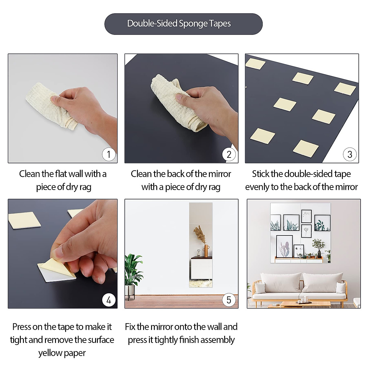 SUPER DEAL Wall Mirror Full Length, 14'' x 14'' x 4PCS Frameless Glass Full Body Mirror Tiles for Bedroom Door Home Gym