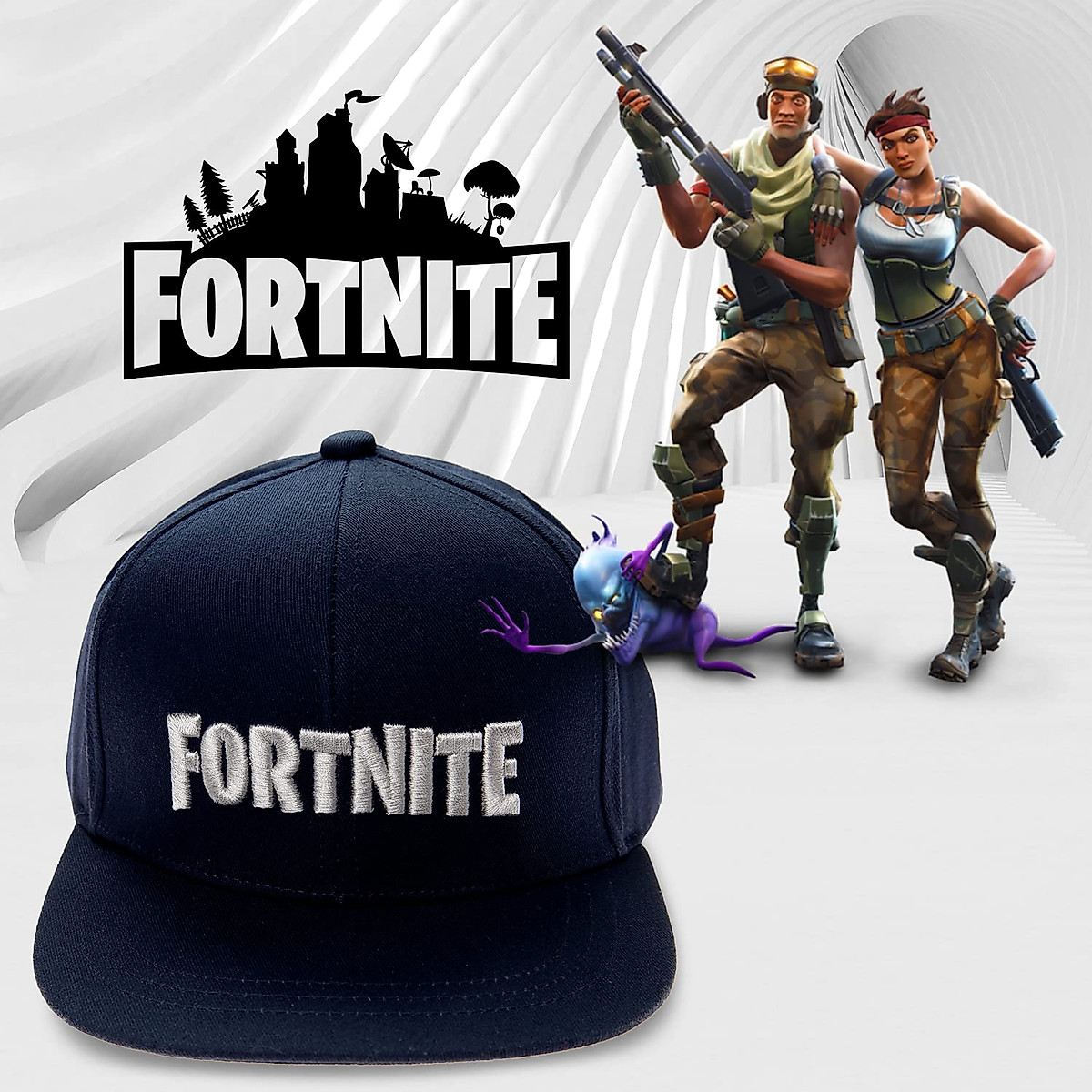 FORTNITE Baseball Cap for Boys, Quality Made Boys Hat and Fitted Cap, Flatbrim Baseball Hat with Sleek Design Navy