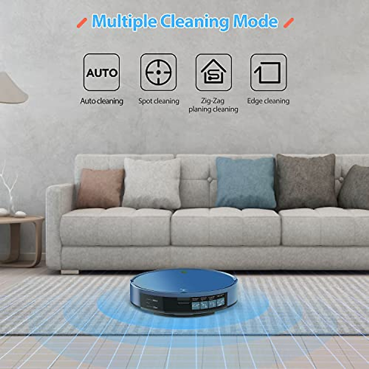 ZCWA Robot Vacuum and Mop Combo, Robot Vacuum Cleaner and Smart Robotic Vacuums Compatible with WiFi/APP/Alexa, Mopping System Scheduling for Pet Hair, Hard-Floor and Carpet(Royal-Blue)