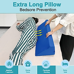 Wedge Pillow for Sleeping Bed Foam Body Positioning Wedges Adults Hospital Inclined Sleepers Cushion for Pressure Ulcer Bed Sores Treatment Turning Wedge Large Body Nursing Pillow 34"