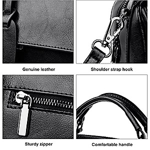 FOXLOVER Small Leather Crossbody Bags for Women Ladies Shoulder Bag Top Handle Mini Handbag and Purse (Black)