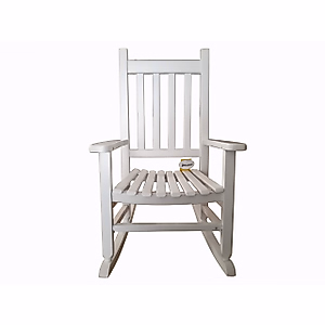 Rocking Rocker - K086WT Durable White Child’s Wood Porch Rocker/Outdoor Rocking Chair - Indoor or Outdoor - Suitable for 4-8 Years Old