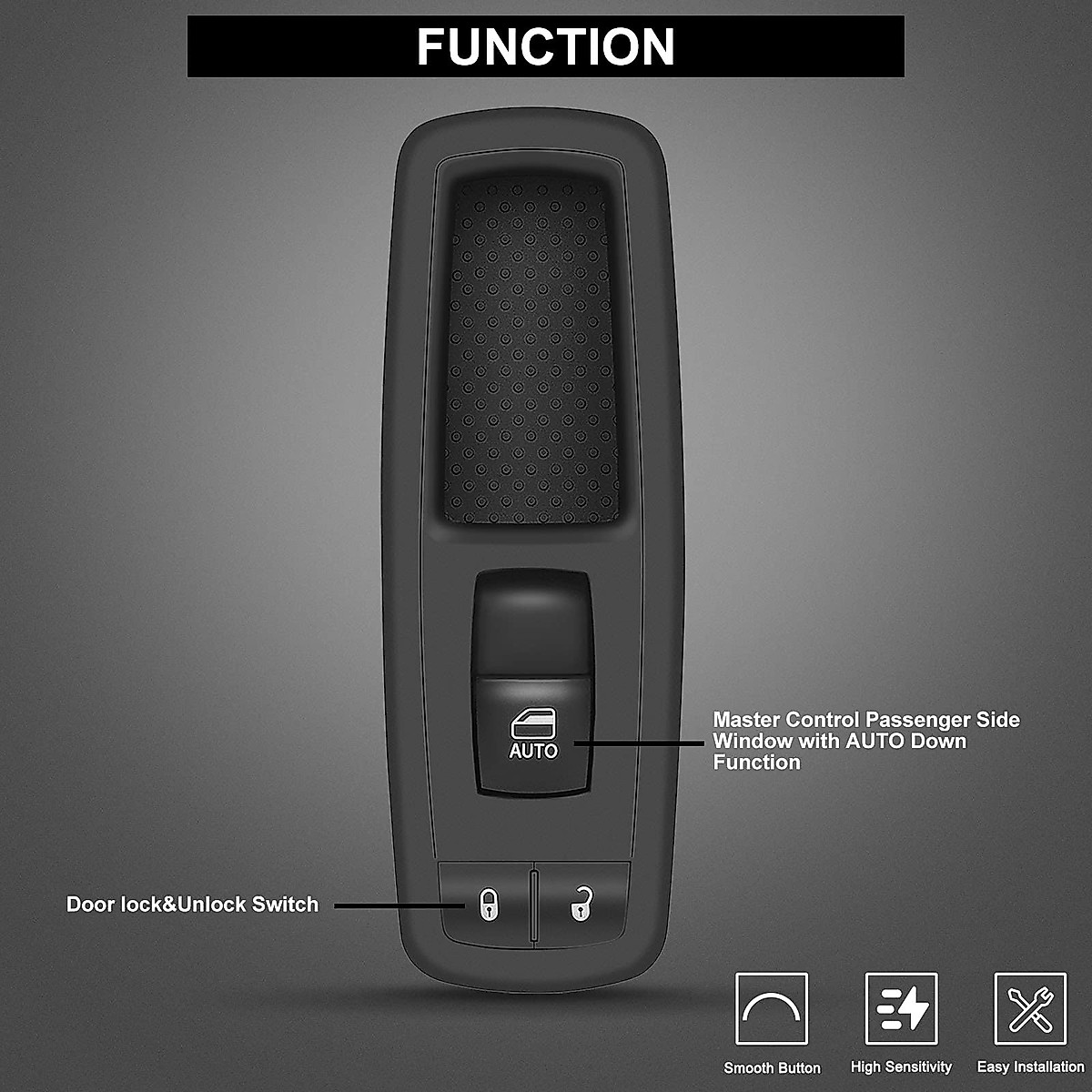 Master Power Window Switch Front Passenger Side fits for 2009-2012 Dodge Ram 1500 Replace for The Factory OE04602870AD 04602544AG