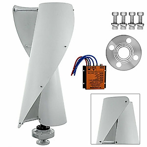 KONKENIE 12V 400W Helix Maglev Axis Wind Turbine Generator Vertical Generator Kit 3-Phase AC Permanent Magnet Generator with PWM Controller& 2 Blades for Boats Gazebos Cabins Mobile Homes White