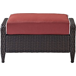 Crosley Furniture KO70067BR-SG Kiawah Outdoor Wicker Ottoman, Sangria