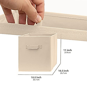 Pomatree Fabric Storage Cubes - 8 Pack - Cube Storage Organizer Bins | Handles on Both Sides | Foldable Cube Storage Bin for Home, Kids Room, Nursery and Playroom | Closet and Toys (Beige)