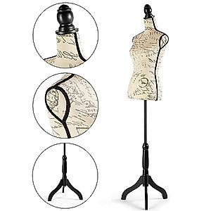 DRDINGRUI Standing Female Mannequin Body, Height Adjustable from 52'' to 67'', Pinnable Dress Form with Tripod Base for Dress Jewelry Display
