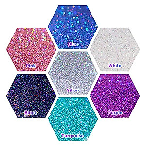 HTVRONT Holographic Fine Glitter - Black Gliter 200g/7oz Extra Fine Glitter for Crafts, Shaker Jar Ultra Fine Glitter for Resin, Portable Iridescent Glitter for Nails, Tumblers, Arts, Craft Glitter