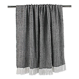DII Arrowhead Woven Throw, 50x60 with 3" Fringe, Black, 1 Piece
