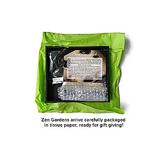 Tumbled Gemstones Handmade Zen Garden Kit for Desk Accessories Zen Office Decor Relaxing Gifts for Coworkers Mini Zen Garden with Polished Natural Stones