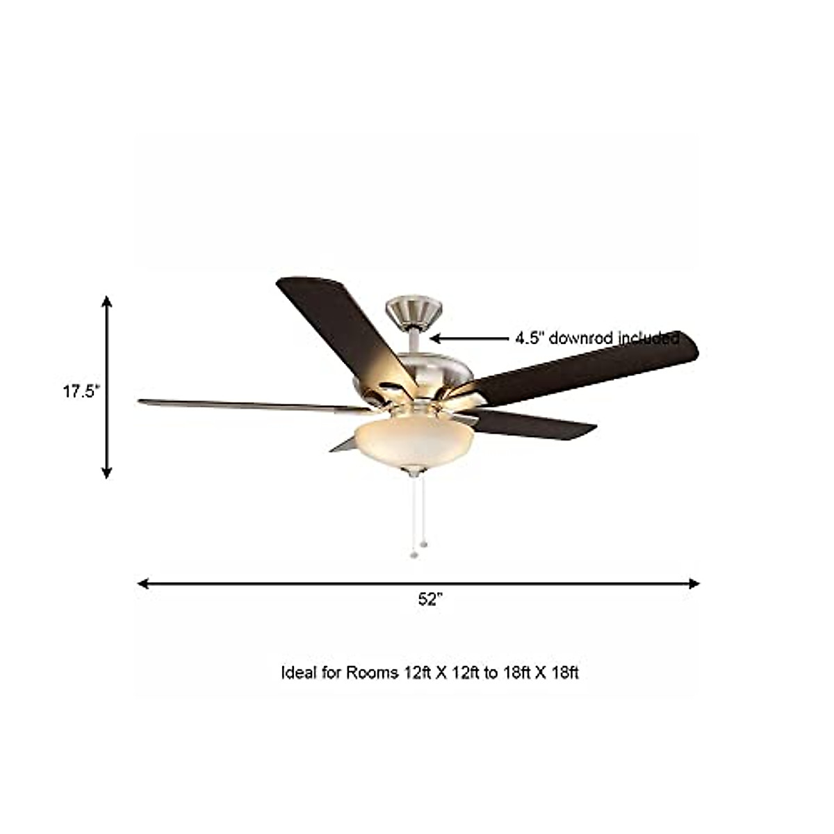 Hampton Bay 57269 Holly Springs 52" LED Brushed Nickel Ceiling Fan Light Kit