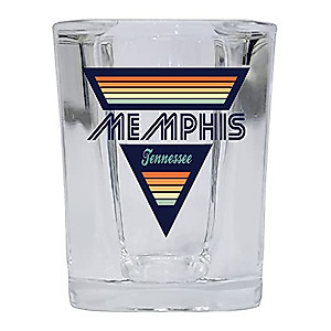 R and R Imports Memphis Tennessee 2 Ounce Square Base Liquor Shot Glass Retro Design