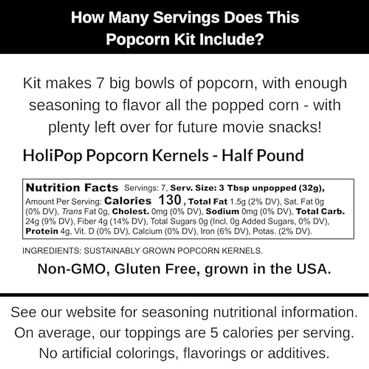 Christmas Movie Popcorn Kit - Half-Pound of Holipop Popcorn and Salt and Vinegar Seasoning