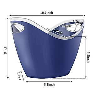 Ice Bucket Wine Bucket,Clear Acrylic 3.5 Liter Plastic Tub for Drinks and Parties, Food Grade, Perfect for Wine, Champagne or Beer Bottles(Blue Purple)