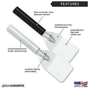 Rada Cutlery Mini Dessert Server 7-1/2 Inch Stainless Steel Small Spatula Resin, Made in the USA, Black Handle