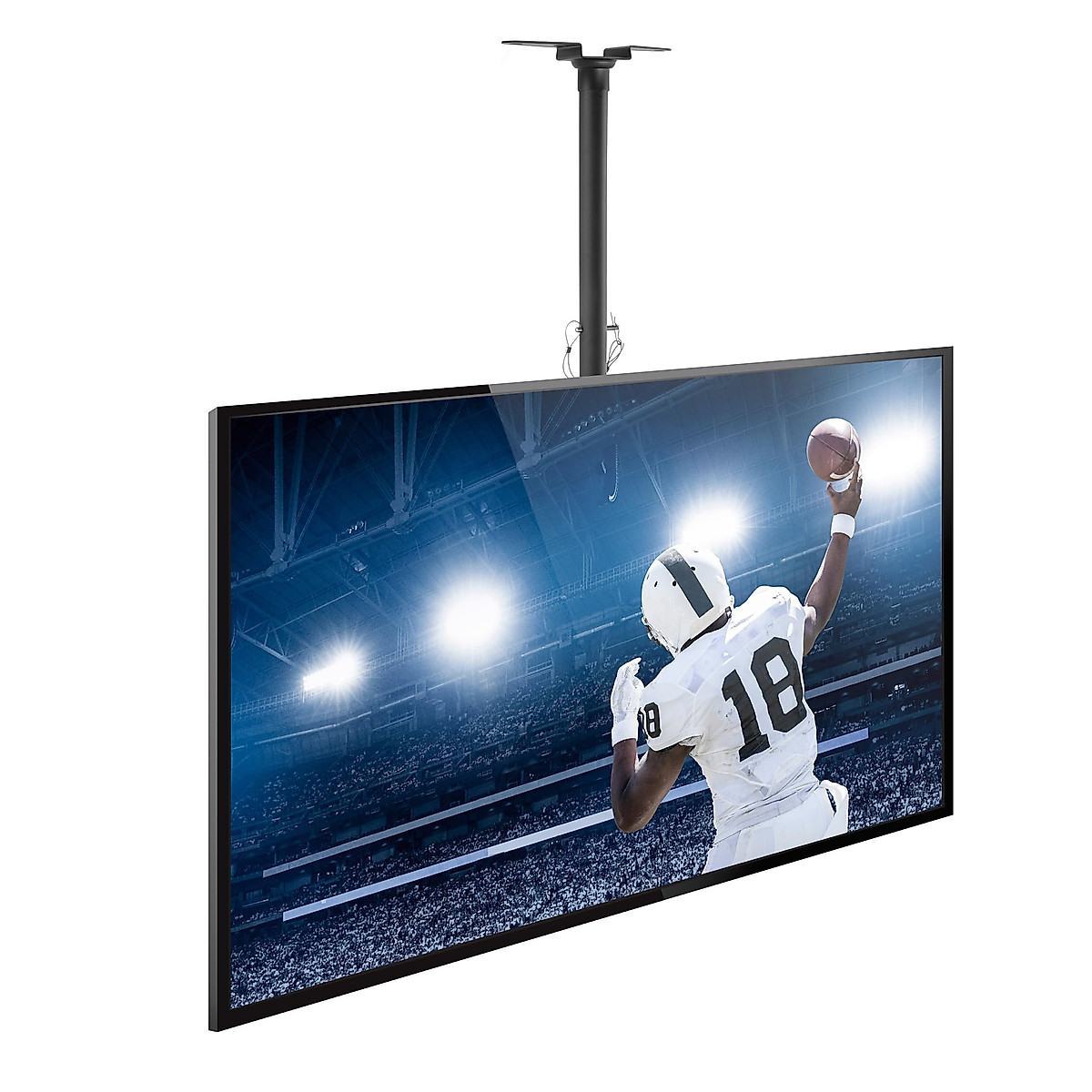 Mount-It Ceiling TV Mount For 32 37 40 42 43 50 55 60 65 70 Inch Flat Panel Televisions, Articulating Hanging Swivel TV Pole Bracket Adjustable Height 175 Pound Capacity, Black (MI-501B), Single