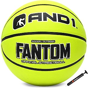 AND1 Fantom Rubber Basketball: Official Regulation Size 7 (29.5 inches) - Deep Channel Construction Streetball, Made for Indoor Outdoor Basketball Games