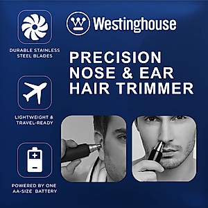 Westinghouse Nose Hair Trimmer for Men Precision Nose Trimmer for Men Professional Men's Nose and Ear Trimmer Stainless Steel Blades Lightweight and Travel Ready
