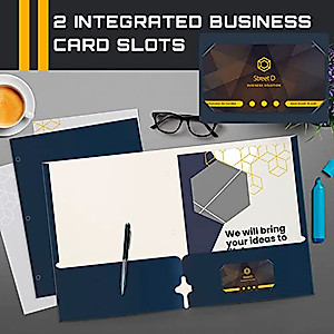 Two Pocket Portfolio Folders, 50-Pack, Navy Blue, Letter Size Paper Folders, by Better Office Products, 50 Pieces, Dark Blue