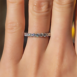 DovEggs Solid 10K White Gold 1.6CTW 2.5mm G-H Color Moissanite Full Eternity Engagement Rings Wedding Ring Anniversary Band for Women Promise Ring for Her（6.5）