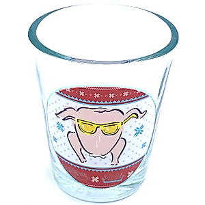 Friends The Television Series Set Of Four Shot Glasses! Featuring The Holiday Armadillo, The Thanksgiving Turkey, Central Perk Logo And Infamous Picture Frame! Fiends TV Show Inspired Glassware Set!