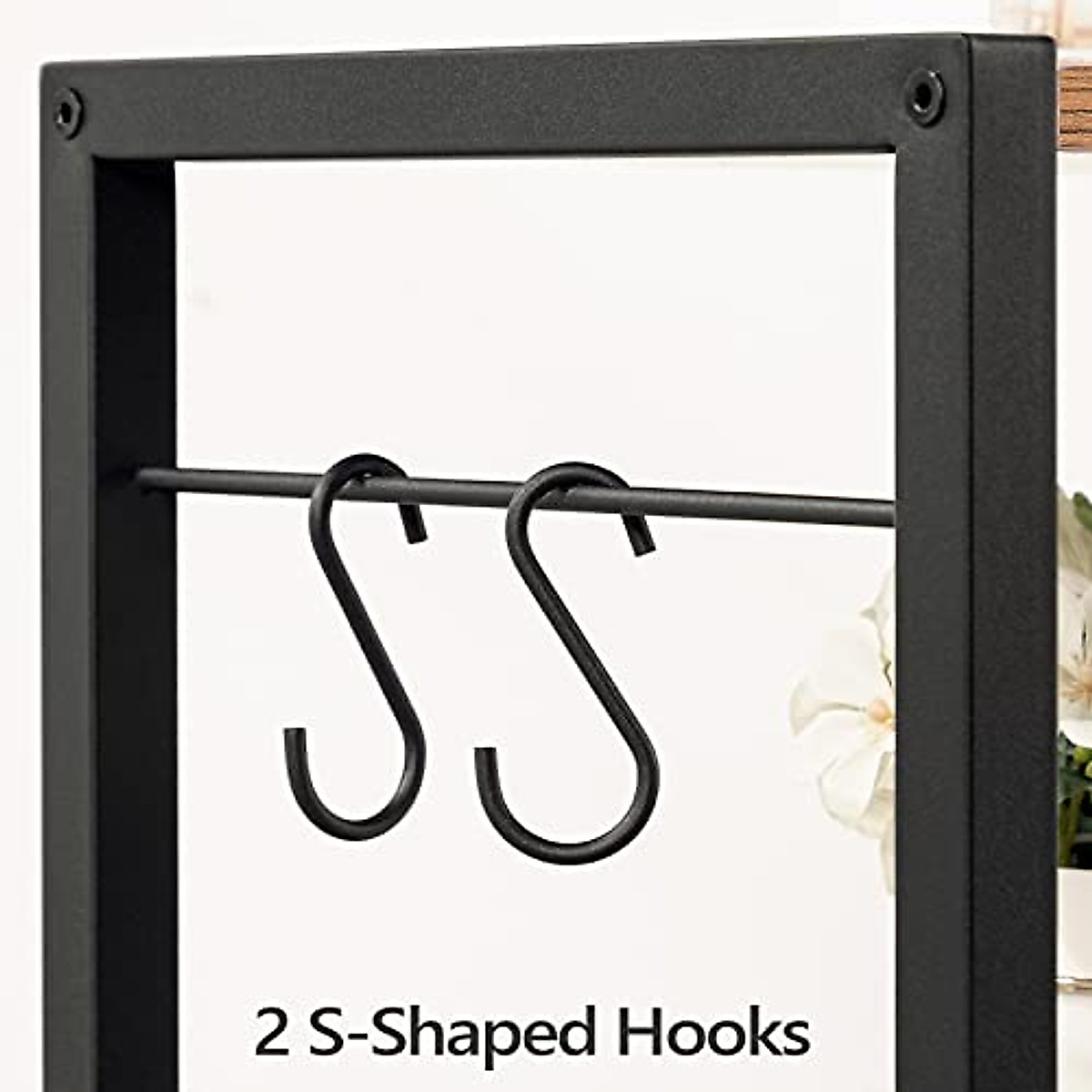 ALLOSWELL Mobile Printer Stand, 2-Tier Printer Cart with Storage, Under Desk Storage Rolling Cart on Wheels and 2 Hooks, Industrial Printer Table, for Home, Office, Scanner, Rustic Brown PTHR2001