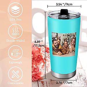 Personalized Coffee Tumbler with Picture & Text, Custom 20oz Insulated Stainless Steel Coffee Mugs, Customized Travel Tumbler Cups with Lids, Gift for Wedding, Anniversary, Birthday