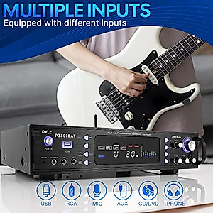 Wireless Bluetooth Home Stereo Amplifier - Hybrid Multi-Channel 3000 Watt Power Amplifier Home Audio Receiver System w/AM/FM Radio, MP3/USB,AUX,RCA Karaoke Mic in - Rack Mount, Remote - P3301BAT