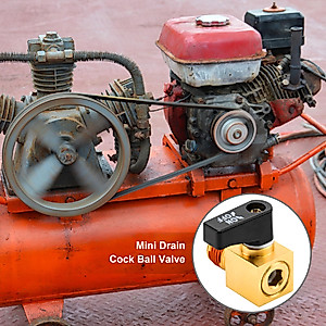 Foxmitool 2pcs Air Compressor Drain Valve, Brass Mini Drain Cock Ball Valve, 1/4'' NPT Male × NPT Female for Air Compressor