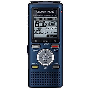 Olympus WS-822 Blue Voice Recorders with 4 GB Built-In-Memory