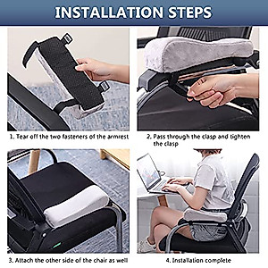 Payanwin Chair Ergonomic armrest Cushions Elbow Pillow Pressure Relief Office Chair Gaming Chair armrest with Memory Foam armrest Pads 2-Piece Set of Chair （Gray）